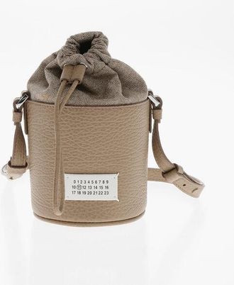 Maison Margiela MM11 Grained Leather Mini Bucket Bag with Logoed Label size Unica