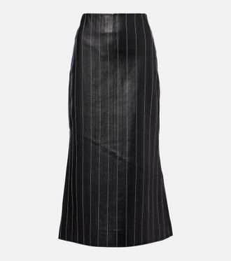 Victoria Beckham Bestickter Midirock aus Leder