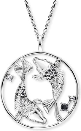 Engelsrufer Kette Yin Yang Fische für Damen aus 925er Sterlingsilber - Zirkonia - Karabinerverschluss - Länge: 42+4+4cm