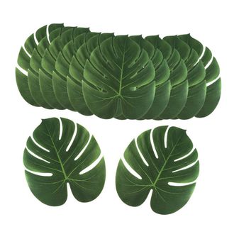 Soimiss 12 St&uuml;ck Teiliges K&uuml;nstliche Tischsets Tropische Palmbl&auml;tter Platzmatten aus Leichtem Wiederverwendbarem f&uuml;r Party Tischdeko Gro&szlig; Lebendige Deko