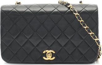 Chanel 1989-1991 mini CC Single Flap Umh&auml;ngetasche aus gestepptem Lammleder - Schwarz