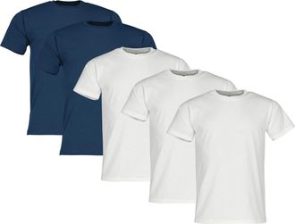 Fruit Of The Loom Heavy Cotton Tee Shirt 5er-Pack Herren, 3X White + 2X Navy, XXL