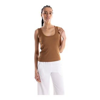 Marella Femme, Tops, Brun, Taille: 40 FR D&eacute;bardeur c&ocirc;tel&eacute; en viscose stretch