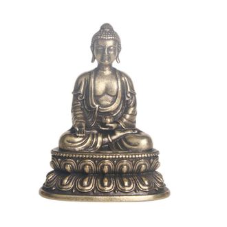Amosfun Kleine Buddha Figur Aus Messing 2.5 Zoll Buddhistische Skulptur F&uuml;r Schreibtisch Deko Und Feng Shui Dekoration Bronze Statue
