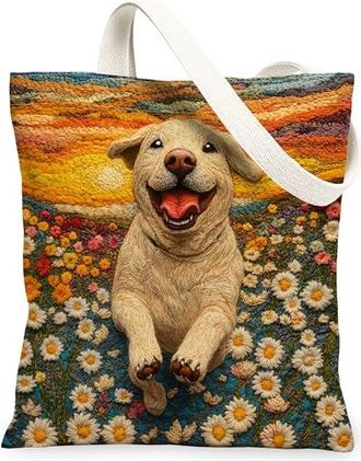 Generic Spring Rottweilers Sac fourre-tout en toile r&eacute;utilisable pour faire du shopping 33 x 38,1 cm, style tricot&eacute;, sac d&eacute;picerie pour femme, animal domestiq