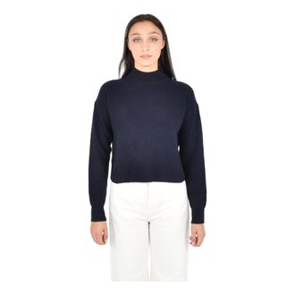 Max Mara Femme, Pulls, Bleu, Taille: 38 FR Pull &agrave; Col Montant Textur&eacute;
