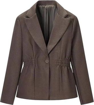 Generic Blazer dhiver &agrave; revers de couleur unie avec cordon de serrage &agrave; la taille et manches longues pour femme, 1, S