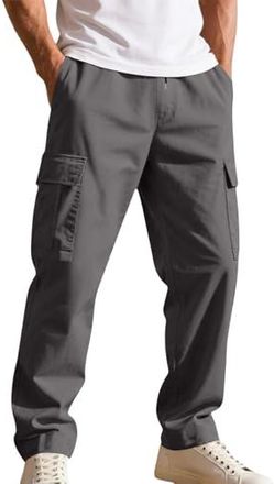 Generic Pantalon cargo pour homme - Coupe droite - Coupe droite - Pantalon de travail - Pantalon chino d&eacute;contract&eacute; stretch - Pantalon de randonn&eacute;e - Taille &eacute;l