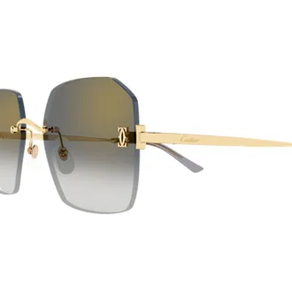 Cartier CT0591S Rimless Square Sunglasses - Gold