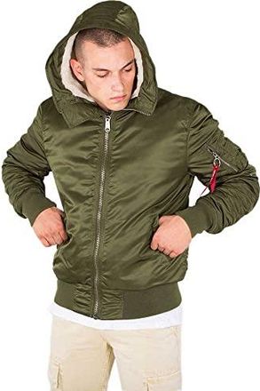Alpha Industries Alpha Industries Alpha Indutries MA-1 Hooded Bomber Veste pour Homme, Dark Green, Small
