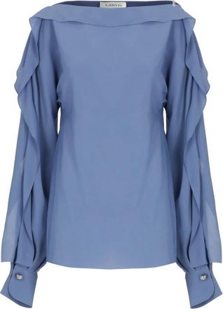 Lanvin Femme, Blouses et Chemises, Bleu, Taille: 40 FR Pull &agrave; encolure droite