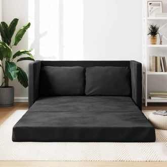 vidaXL Bodensofa mit Schlaffunktion Schwarz 122x204x55 cm Samt - Vidaxl