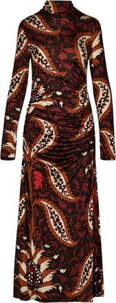 Johanna Ortiz robe mi-longue Start Point à motif cachemire - Marron