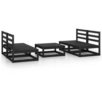 vidaXL 5-tlg. Garten-Lounge-Set Schwarz Massivholz Kiefer Vidaxl