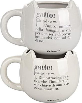 Villa D'Este Home Tivoli Victionary Cats Set 2 Tassen 400 ml Keramik