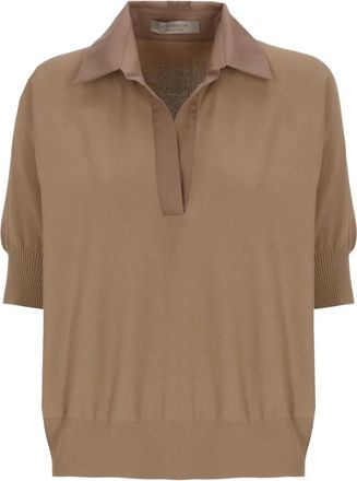 D.exterior Femme, Pulls, Brun, Taille: 38 FR Polo &agrave; col V
