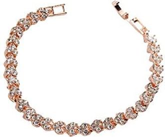 Generic Simple Coeur Forme Tennis Zircon Bracelets Rose Or Couleur Cristal Strass Cha&icirc;ne Bracelets Bracelet Bo&icirc;te Fermoir Bijoux CompliceOp&eacute;ration Facile