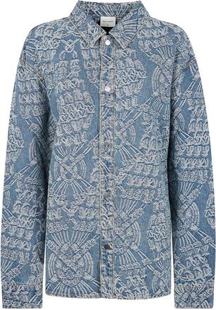 Daily Paper Clothing Femme, Blouses et Chemises, Bleu, Taille: 42 FR Rahul Monogram Denim Shirt
