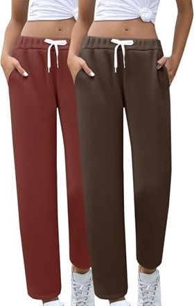 Generic Lot de 2 Pantalon De Running Femme Chic &Eacute;t&eacute; Pant Longue Stretch Tendance Comfy Streetwear D&eacute;tente Mode Costume Classique Basique Taille Elastique 2026