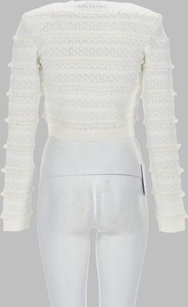 Self Portrait Openwork Rhinestone Cardigan - White