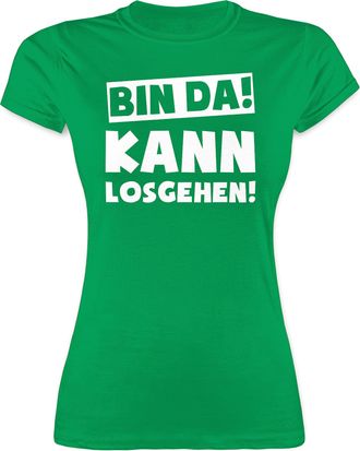 Shirtracer Shirt Damen - Spr&uuml;che Statement mit - Bin da kann losgehen Spruch I - XXL - Gr&uuml;n - Funshirt spruchshirts sprueche Gruppen t-Shirts lustige Tshirts Fue
