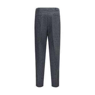 Brunello Cucinelli Virgin Wool Canvas Pleated Trousers - Grey