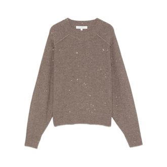 Antonelli Pailletten Rundhals Pullover - - Knitwear - Damen - Braun - L