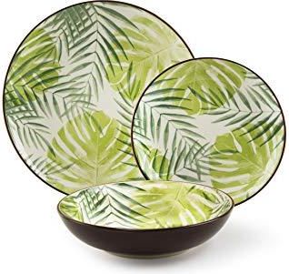 Excelsa 64367 Panama Tellerservice 18-teilig, Steingut, grün