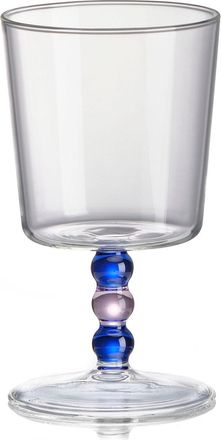 IVV set of 2 goblets low borosilicate glass transparent/stem bicolor blue and pink