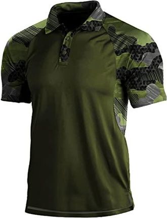 Generic Polo pour homme - Polo imprimé camouflage confortable et décontracté - Polo de golf - Style militaire - Polo de travail à manches courtes - Idéal pour
