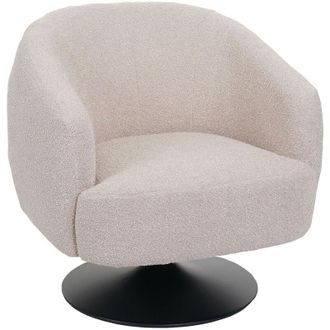 Hhg neuwertig] Lounge-Sessel 067, Cocktailsessel Sessel drehbar, Boucl&eacute; Stoff Metall creme-beige