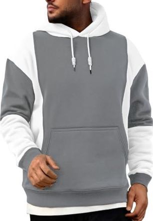 Generic Sweat &agrave; capuche l&eacute;ger uni pour homme - Mode automne et hiver - Manches longues - Bouton - Manches longues - Demi-fermeture &eacute;clair - Pour entra&icirc;nement 