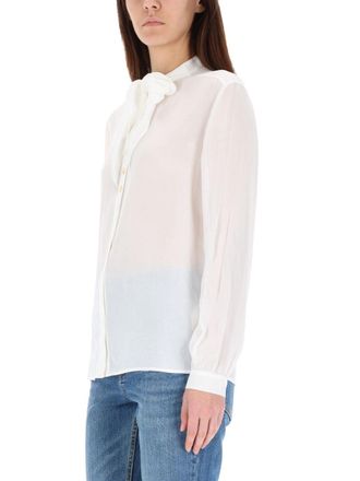 Tory Burch Bow-Detail Viscose Shirt - White