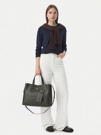 Tommy Hilfiger Handtasche Tommy Hilfiger Th Icon Satchel Mono AW0AW18923 Khakifarben