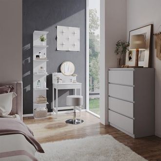 Vicco Coiffeuse Surrey, Blanc, 60 cm avec Miroir LED