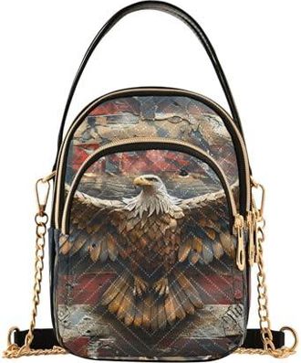 Mnsruu Sac à bandoulière pour femme avec motif aigle drapeau américain vintage sac à main à bandoulière avec sangle réglable