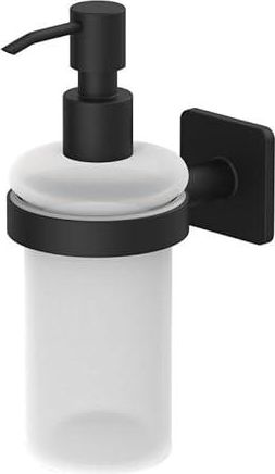 Lenz Seifenspender KOVA in Schwarz-matt - Nachf&uuml;llbar - Tropffrei und leicht zu reinigen - Wandmontage - Zum Bohren oder Kleben - Hochwertige Verarbeitung 