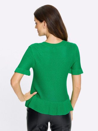 Heine Strickpullover Ajour-Pullover Kurzarm Ajour