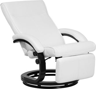 Beliani Bequemer Sessel Wippfunktion intergiertes Fußteil weiß Might