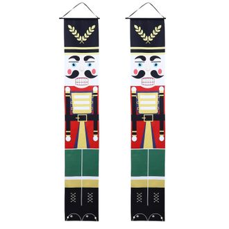 Garneck Weihnachtliches T&uuml;rbanner Walnuss Soldat Motiv Wetterfester Veranda Dekor Festliches Paar zum H&auml;ngen f&uuml;r Weihnachtsdeko und Party