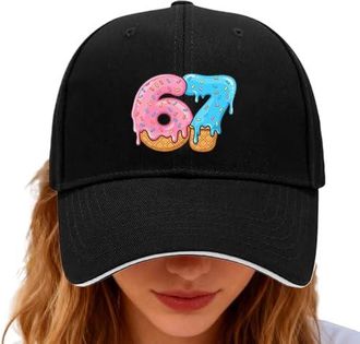 Generico Casquette de baseball de style camionneur r&eacute;glable, motif num&eacute;ro 67, confortable | Casquette Trucker en velours c&ocirc;tel&eacute;, pour famille, amis, adultes, f