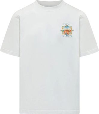 Casablanca Homme, Tops, Blanc, Taille: M Tennis Landscape Tee