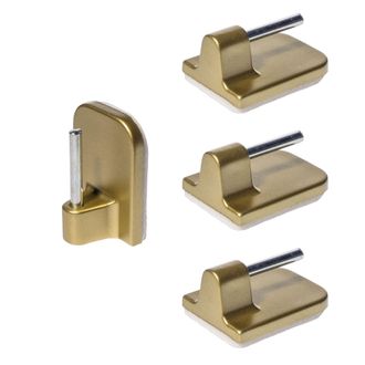 Liedeco Gardinenhaken selbstklebend f&uuml;r Scheibenstangen Standard, f&uuml;r 11 mm Cafehausstange, 4 STK, (Klebehaken, Gold matt)