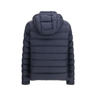 Moncler Mens Blue Goose Down Full-Length Jacket Clothing