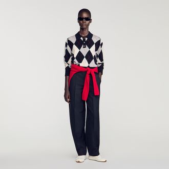 Sandro Polopullover mit Argyle-Muster