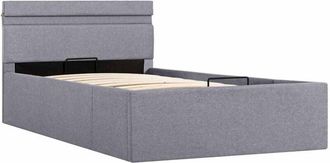 vidaXL Bett mit Bettkasten Hydraulisch LED Hellgrau Stoff 100x200 cm vidaXL