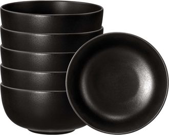 SELTMANN WEIDEN Liberty Velvet Black M&uuml;slischalen 6er Set, 15 cm, Runde Schalen mit mattem Finish, Sp&uuml;lmaschinen- und Mikrowellenfest, Porzellan, Schwarz