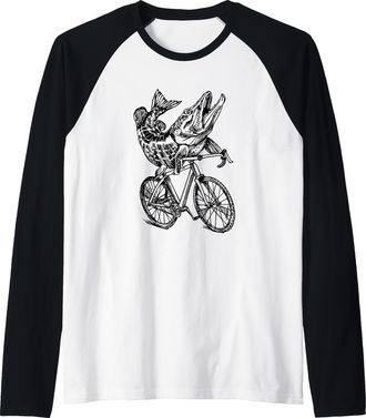 Seembo Hecht Fisch Radfahren Fahrrad Radfahrer Lustig Biker Reiten Fahrrad Raglan