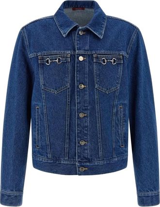 Gucci Jeansjacke mit Kontrastn&auml;hten - Blau