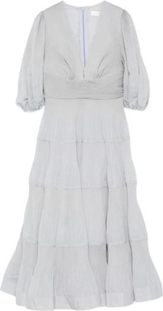 Zimmermann Femme, Robes, Bleu, Taille: 42 FR Tiered Midi Dress